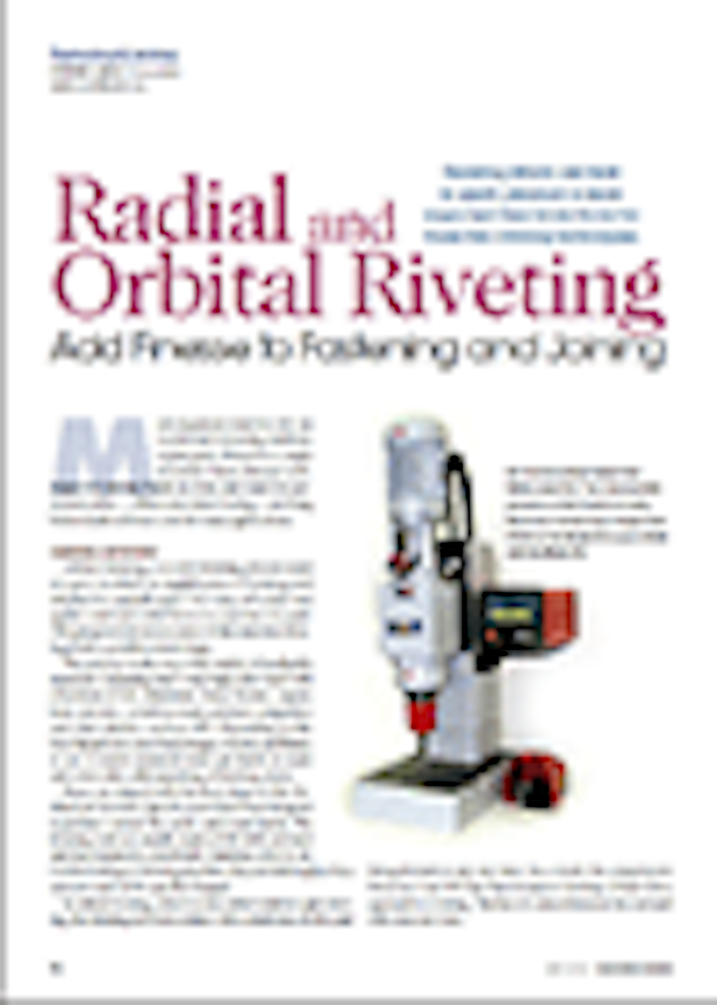 Radial and Orbital Riveting Add Finesse to Fastening, Joining | Machine ...